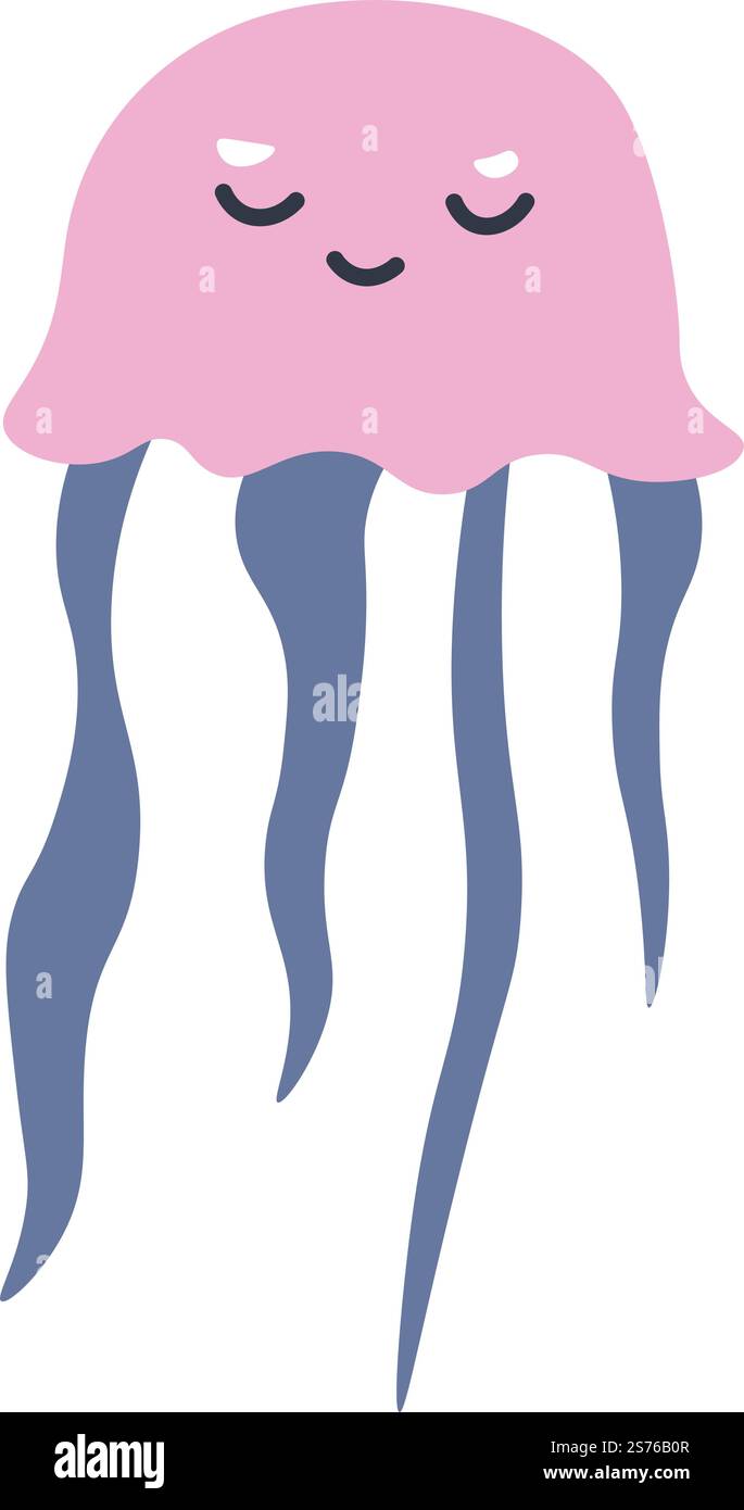 Portrait of cute jelly fish with tentacles, isolated personage dwelling ...