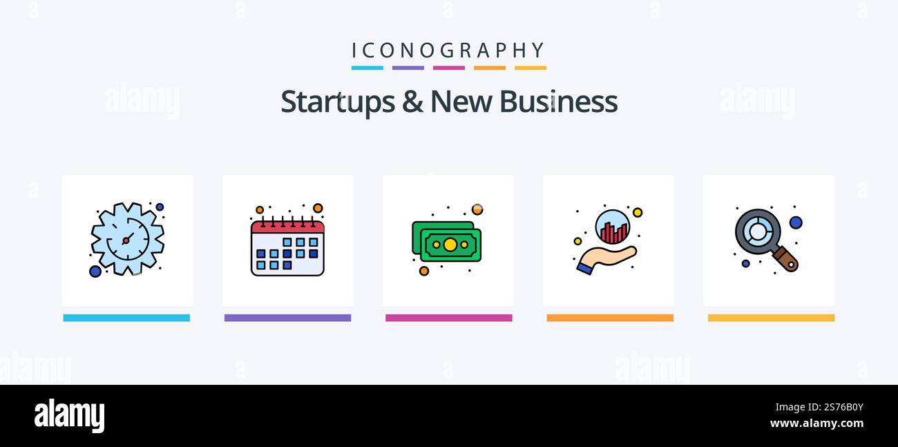 Startups And New Business Line Filled 5 Icon Pack Including planning. document. safe. workflow ...