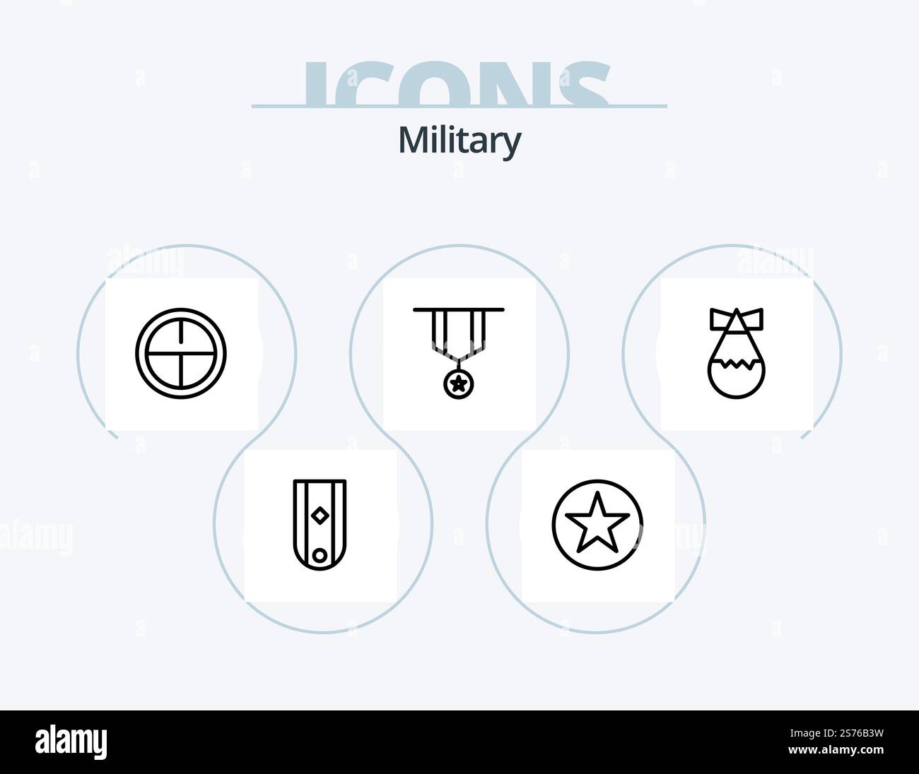 Military Line Icon Pack 5 Icon Design. badge. weapon. medal. military ...