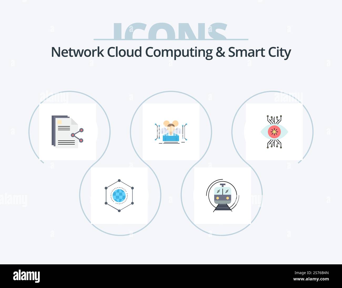 Network Cloud Computing And Smart City Flat Icon Pack 5 Icon Design. data. anthropometry. public ...