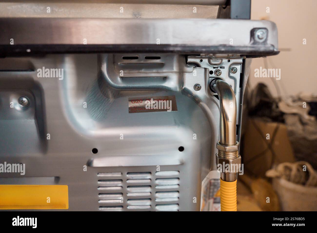 Detailed View of a Gas Connection on a Modern Kitchen Appliance Stock ...