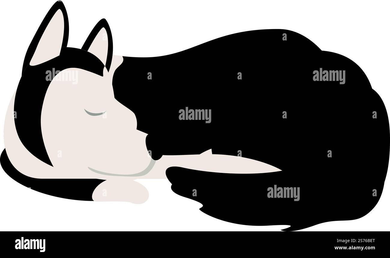 Sleeping husky icon cartoon vector. Siberian dog. Puppy animal ...