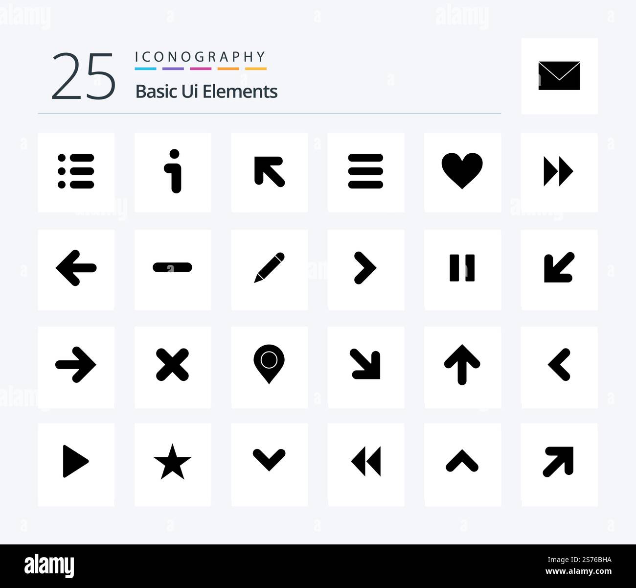 Basic Ui Elements 25 Solid Glyph icon pack including wedding. heart. arrow. love. task Stock ...