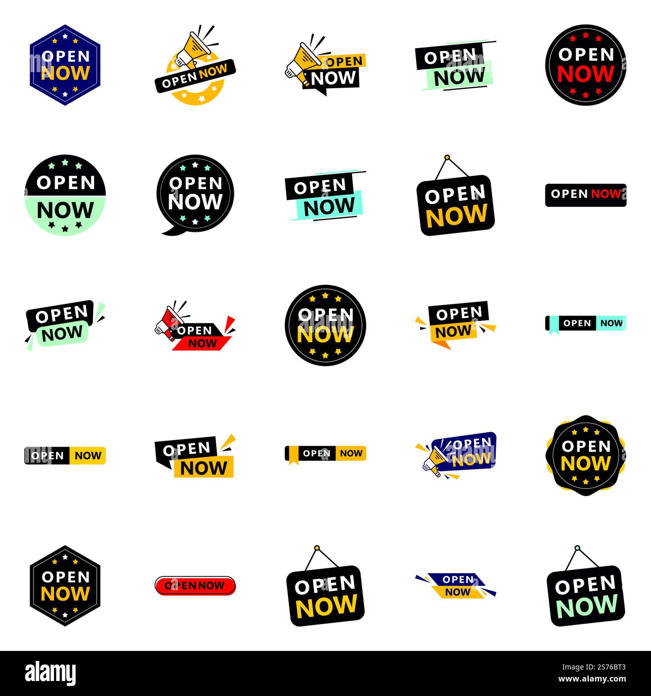 Open now graphics collection 25 unique designs Stock Vector Image & Art ...