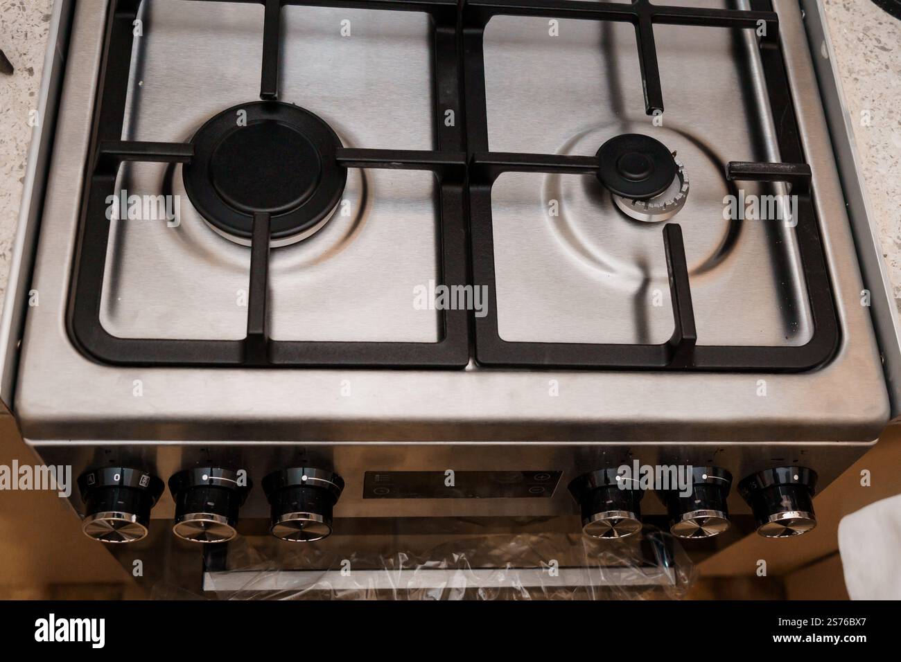 Modern Stainless Steel Gas Stove with Knob Controls Stock Photo - Alamy