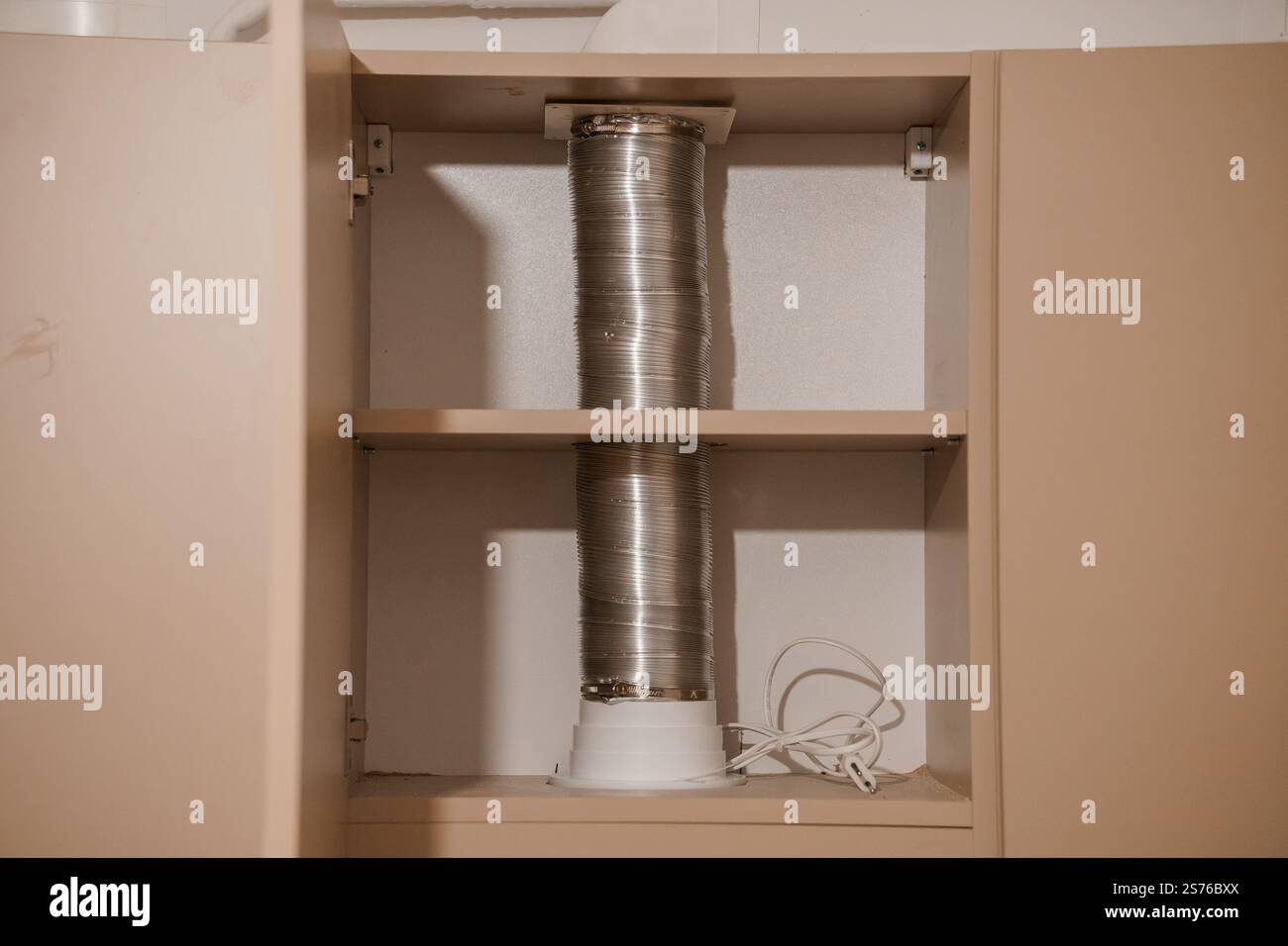 Stylishly Designed Kitchen Ventilation Duct Inside Cabinet Stock Photo ...