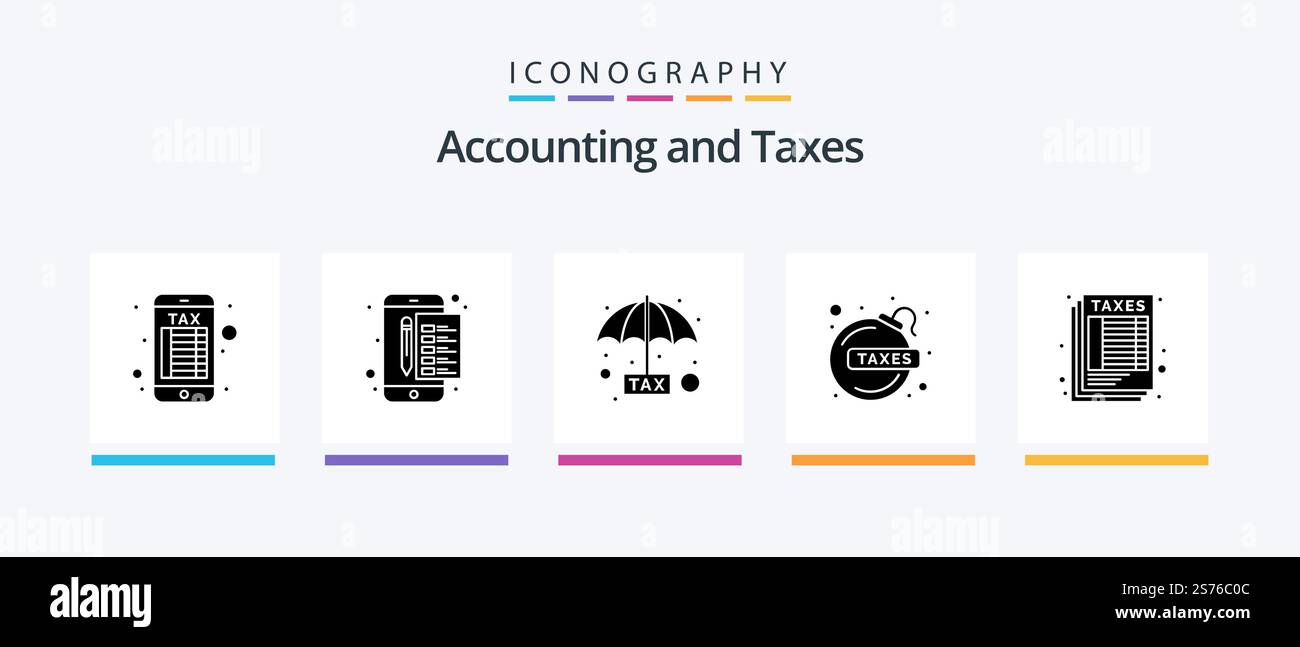 Taxes Glyph 5 Icon Pack Including sheet. tax. evasion. fianc%c%a loan ...