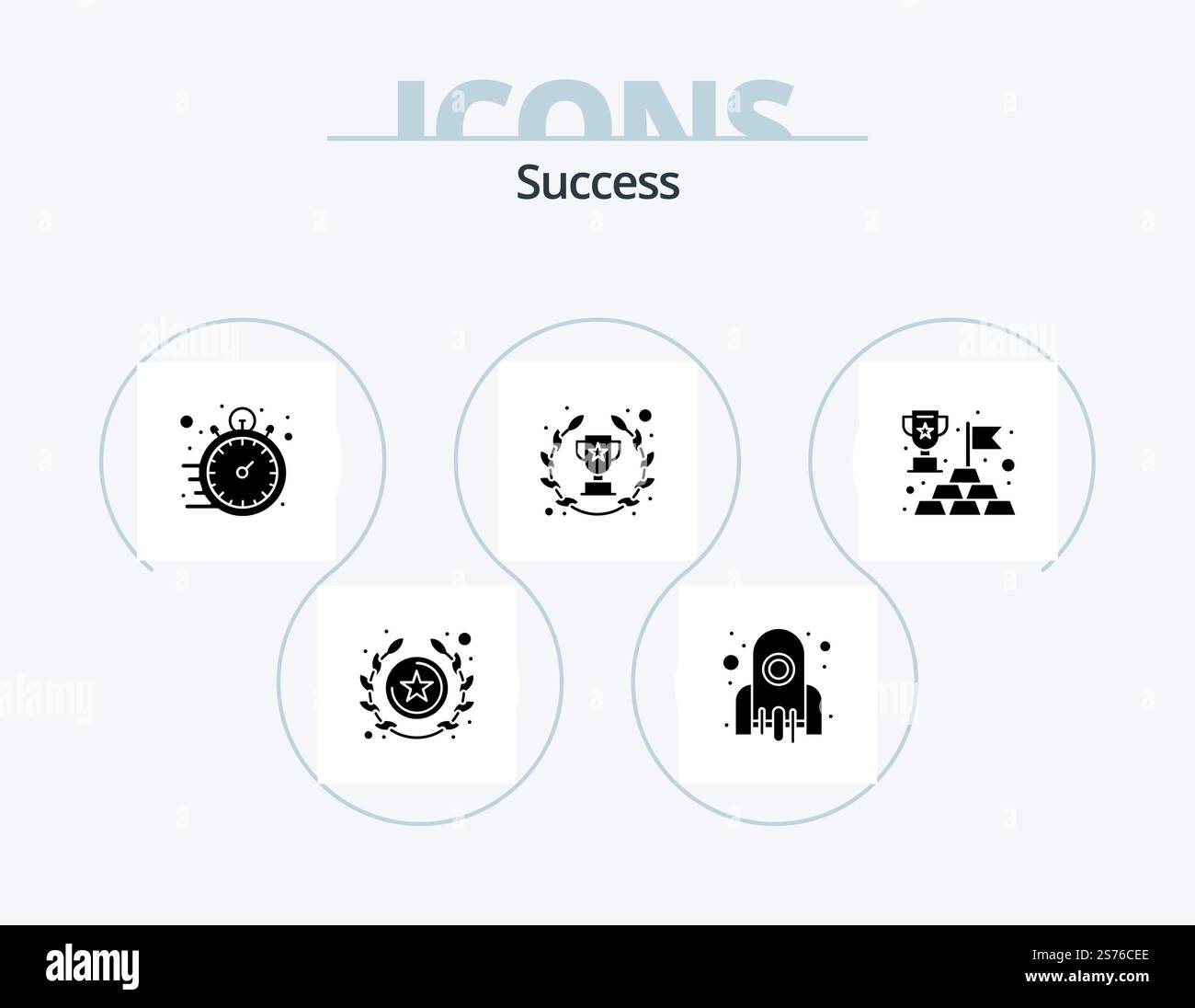 Sucess Glyph Icon Pack 5 Icon Design. reward. laurel wheat. clock ...