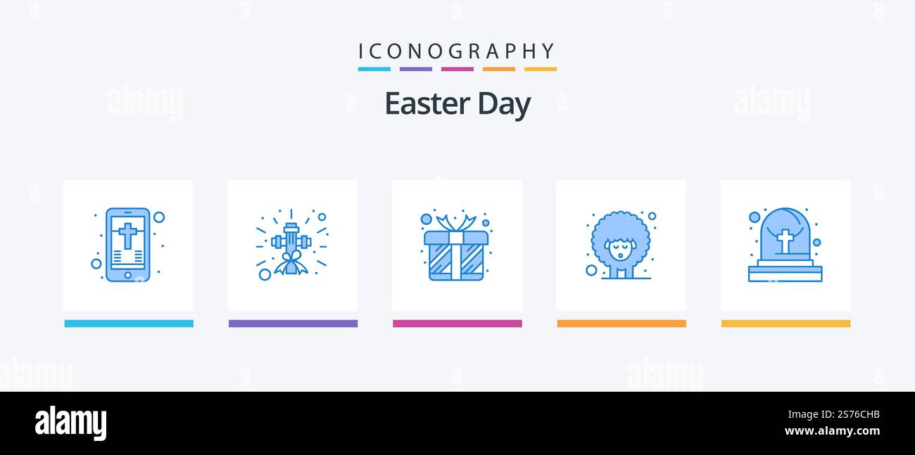 Easter Blue 5 Icon Pack Including grave. spring. gift. sheep. easter ...