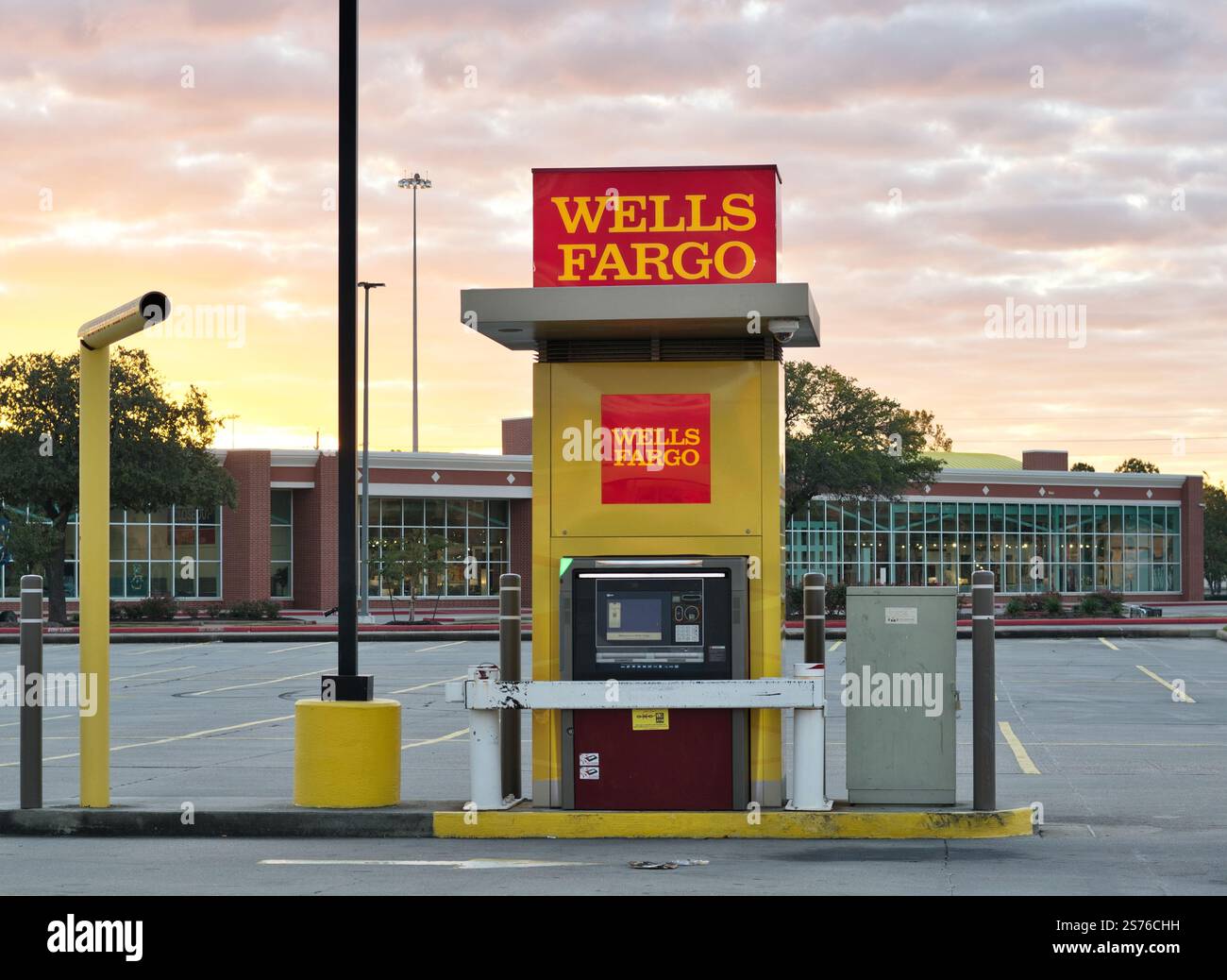 Houston, Texas USA 11-24-2024: Wells Fargo ATM machine banking parking ...