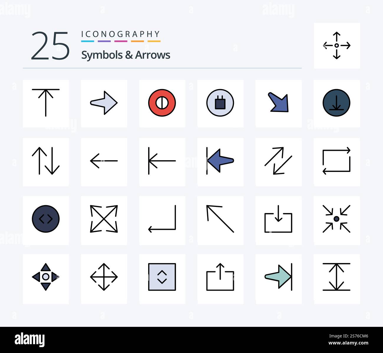 Symbols & Arrows 25 Line Filled icon pack including left. upside. arrow ...