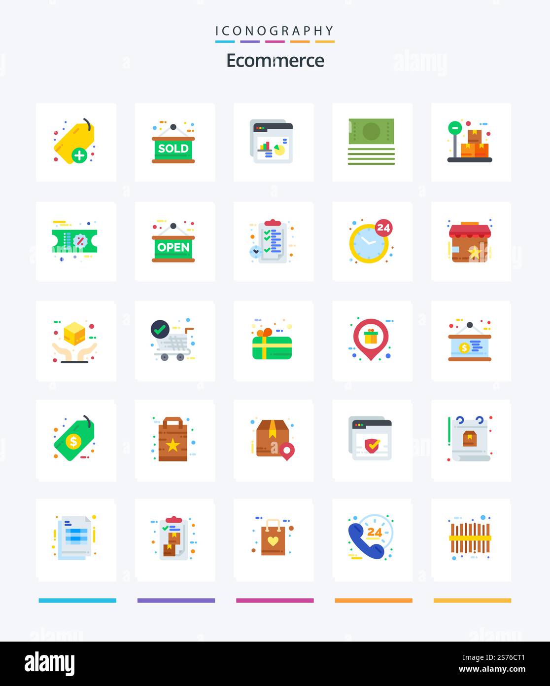 Creative Ecommerce 25 Flat icon pack Such As weight. box. chart. shop ...