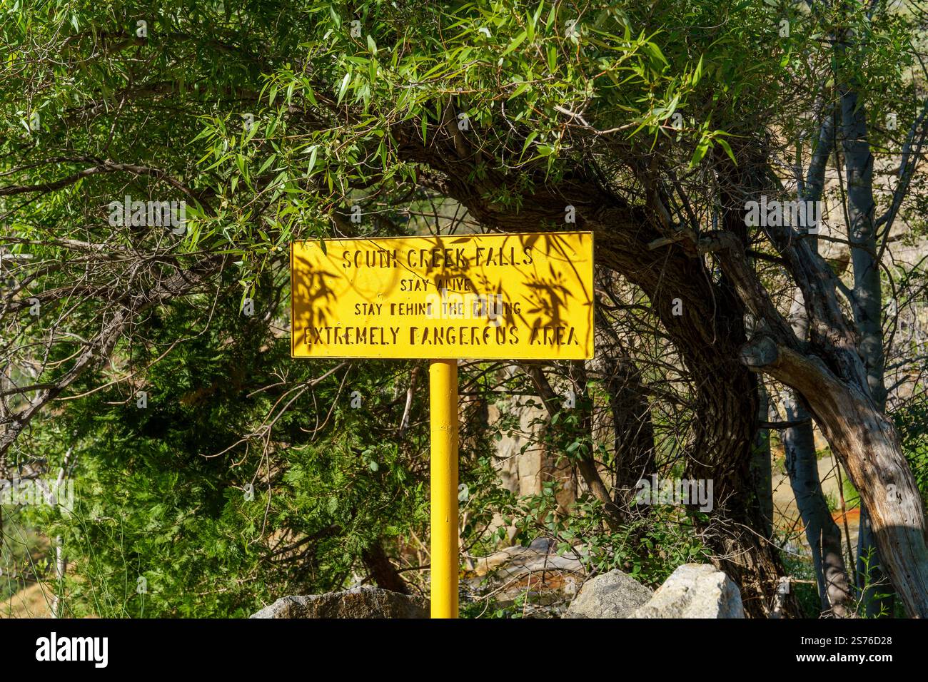 South Creek Falls Waterfall Sign by Kern River in Sequoia National ...