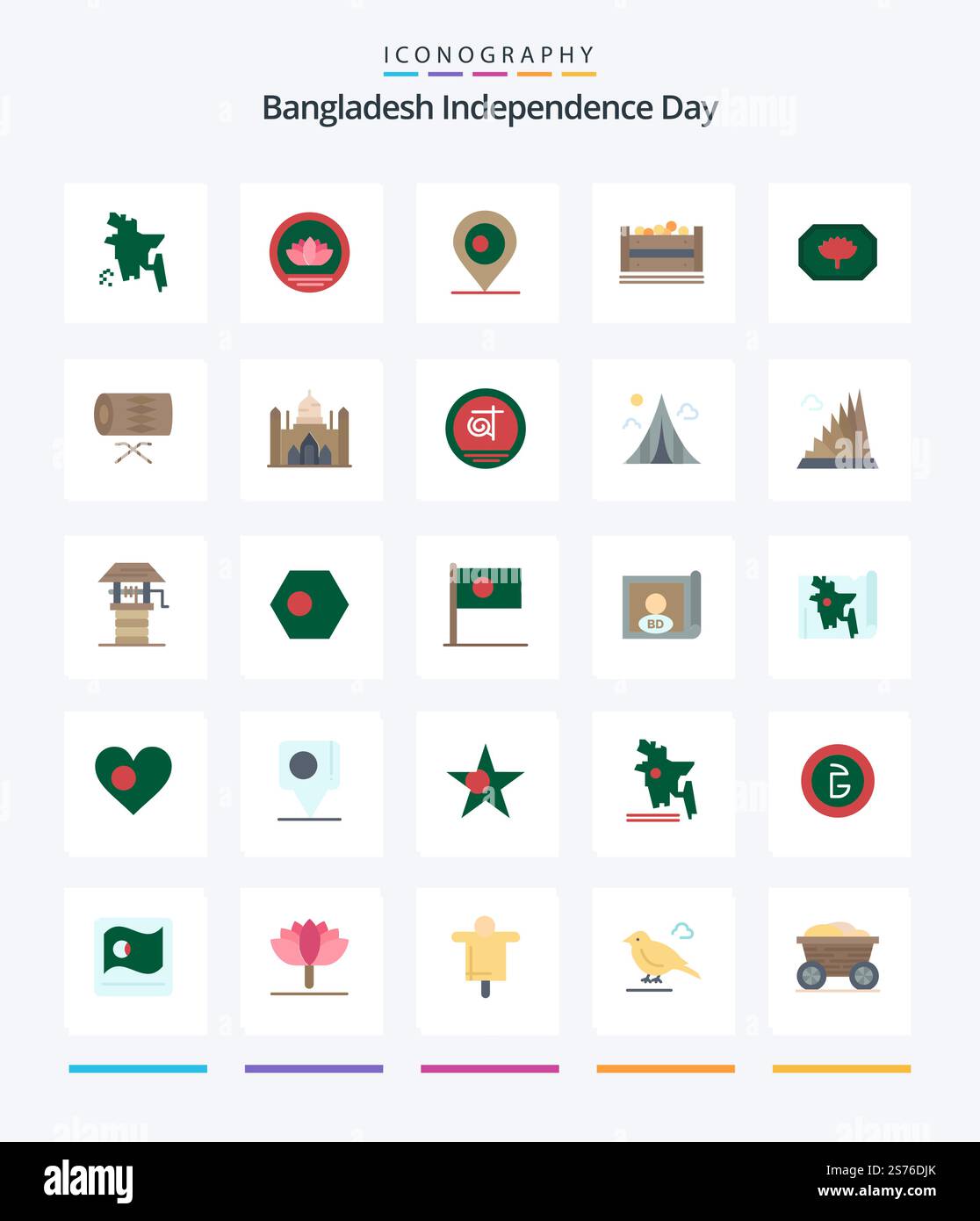Creative Bangladesh Independence Day 25 Flat icon pack Such As drum ...