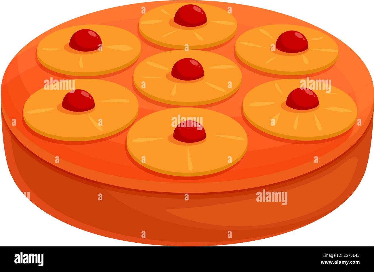 Upside-down cake cuisine icon cartoon vector. Restaurant cooking. Tasty sugar. Upside-down cake ...