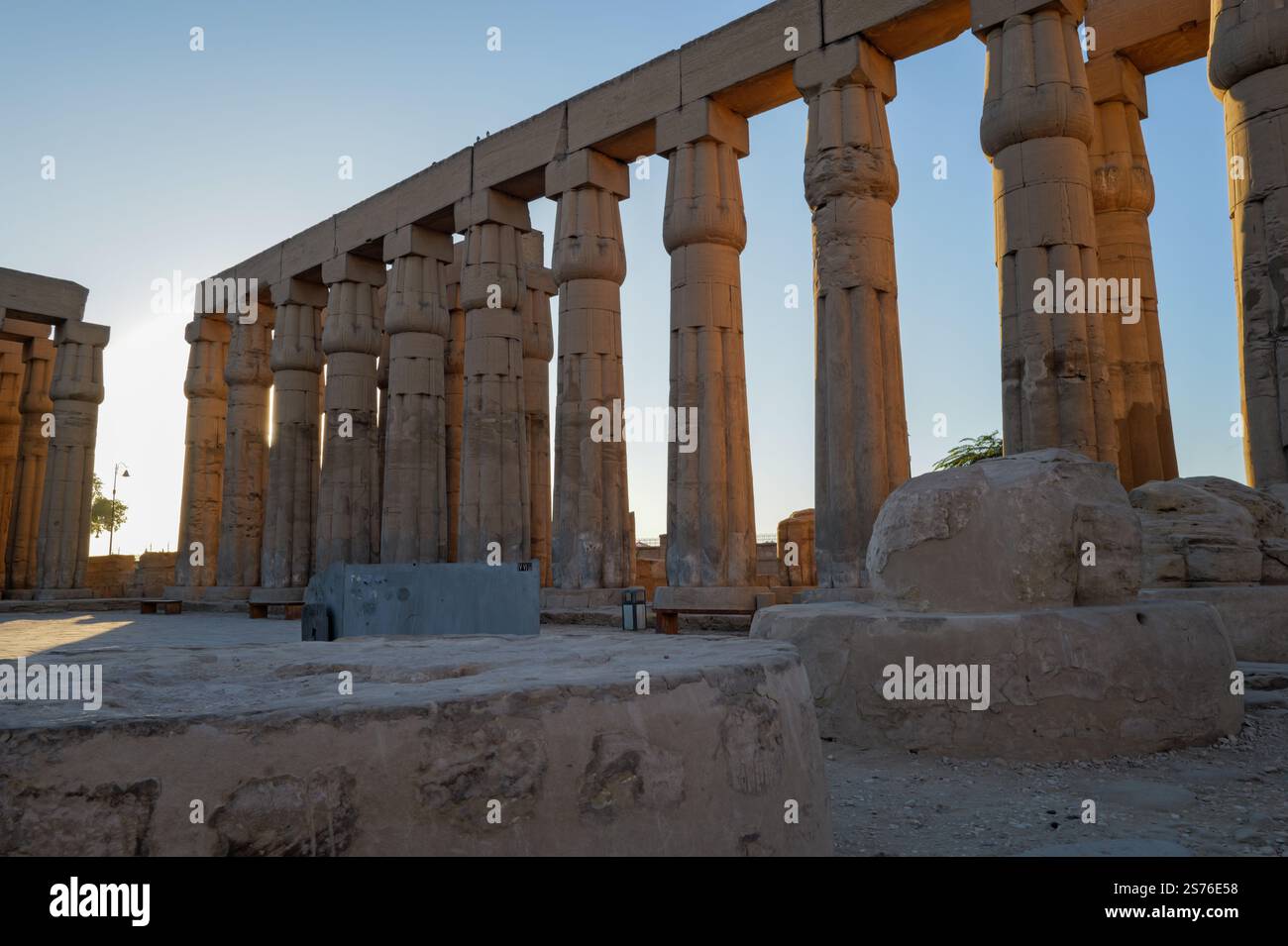 Upper Egypt's ancient Luxor Temple on the banks of the River Nile Stock ...