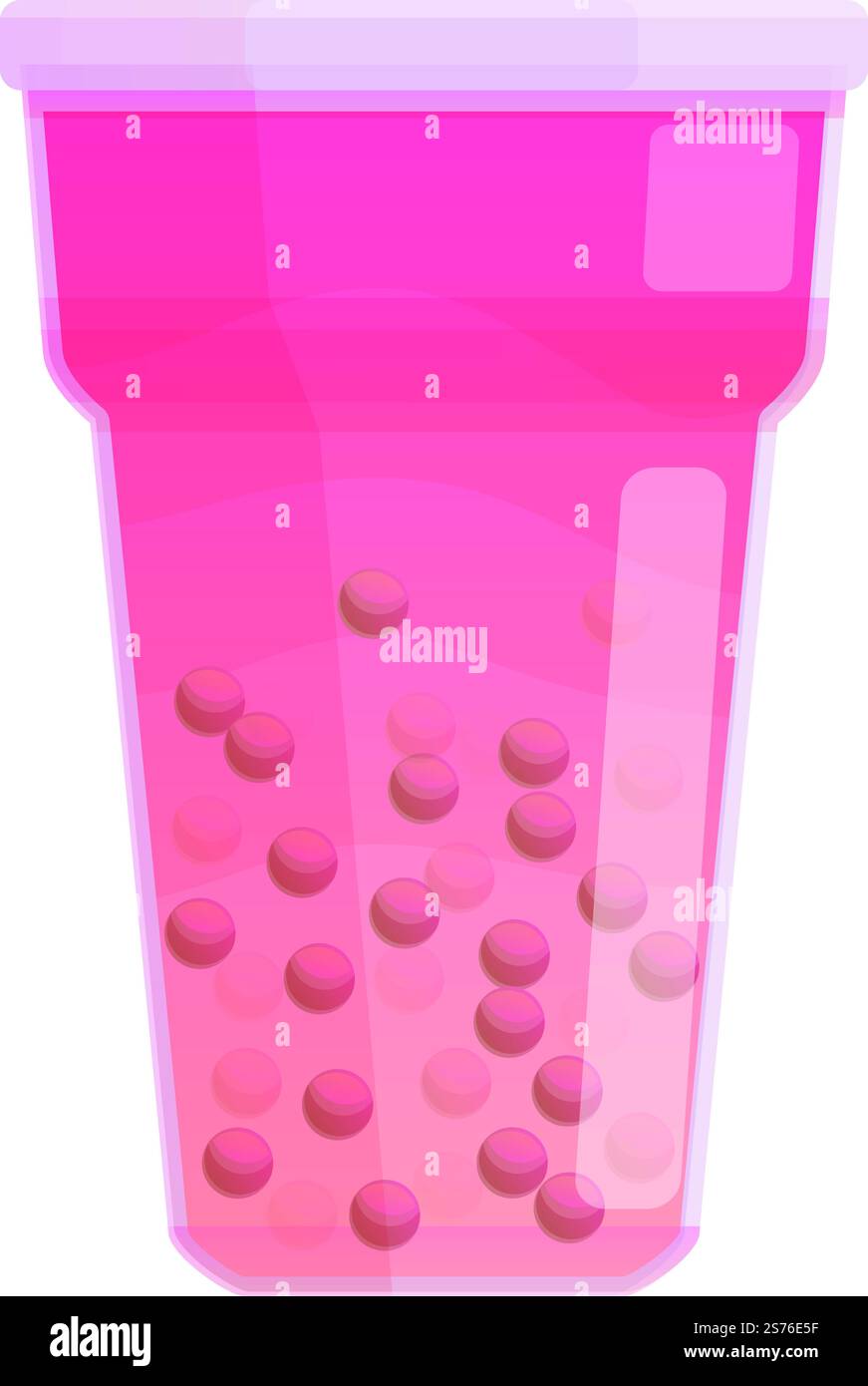 Pink bubble tea icon cartoon vector. Drink cup. Cute glass. Pink bubble ...