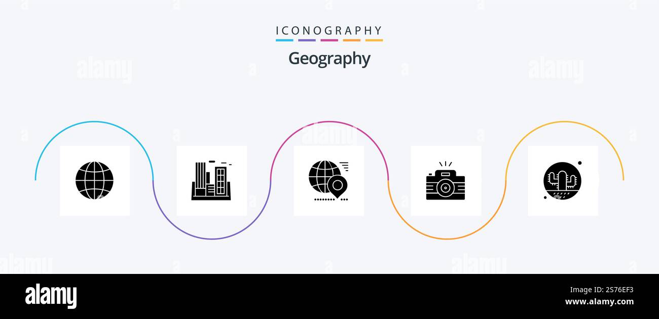 Geo Graphy Glyph 5 Icon Pack Including photo. camera. building. location. map Stock Vector Image ...