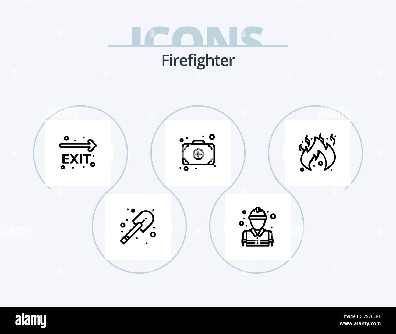 Firefighter Line Icon Pack 5 Icon Design. fire. fire. sign. bell. alarm ...
