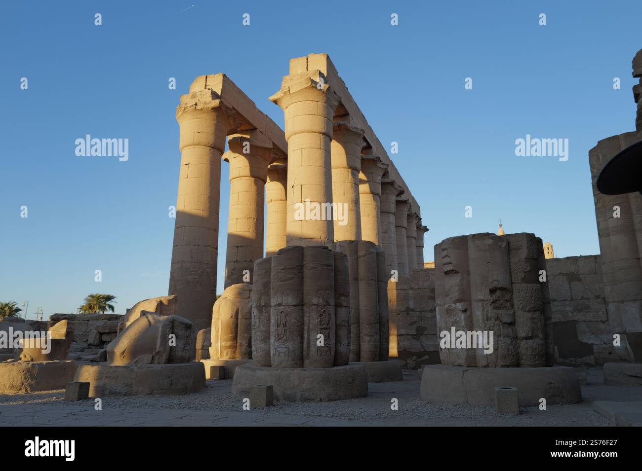 Upper Egypt's ancient Luxor Temple on the banks of the River Nile Stock ...