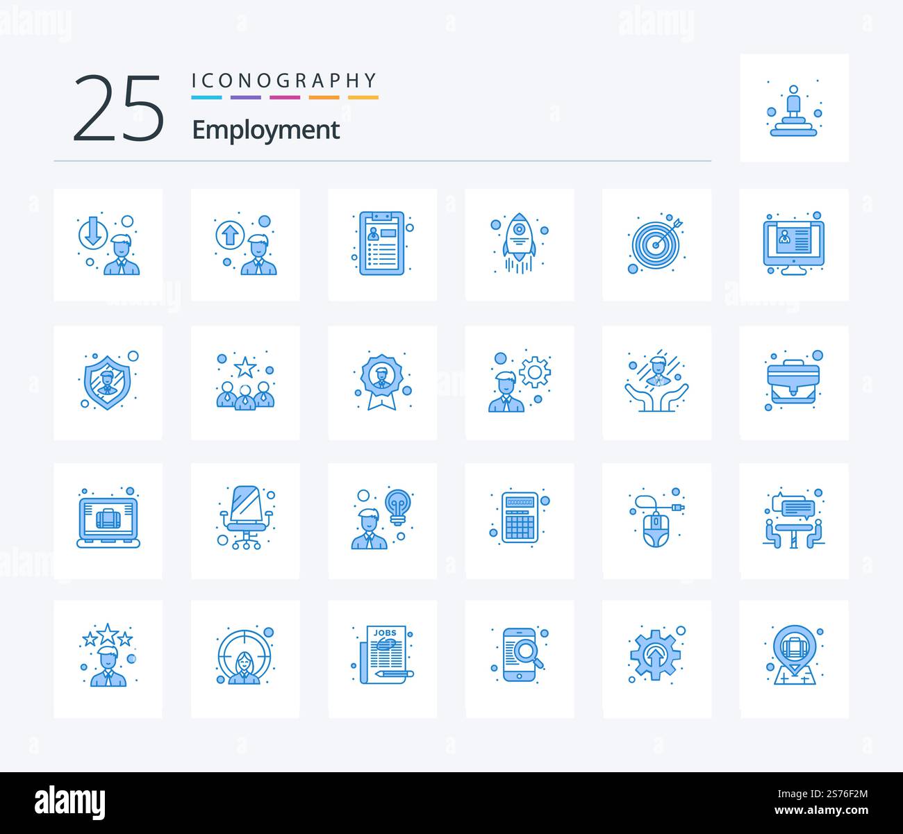 Employment 25 Blue Color icon pack including cv. target. job. strategy ...