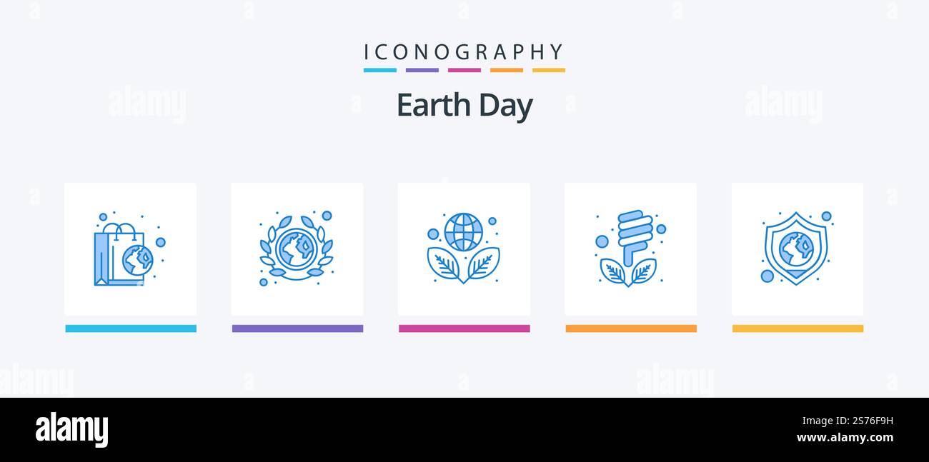 Earth Day Blue 5 Icon Pack Including protect. ecologic. society. eco ...