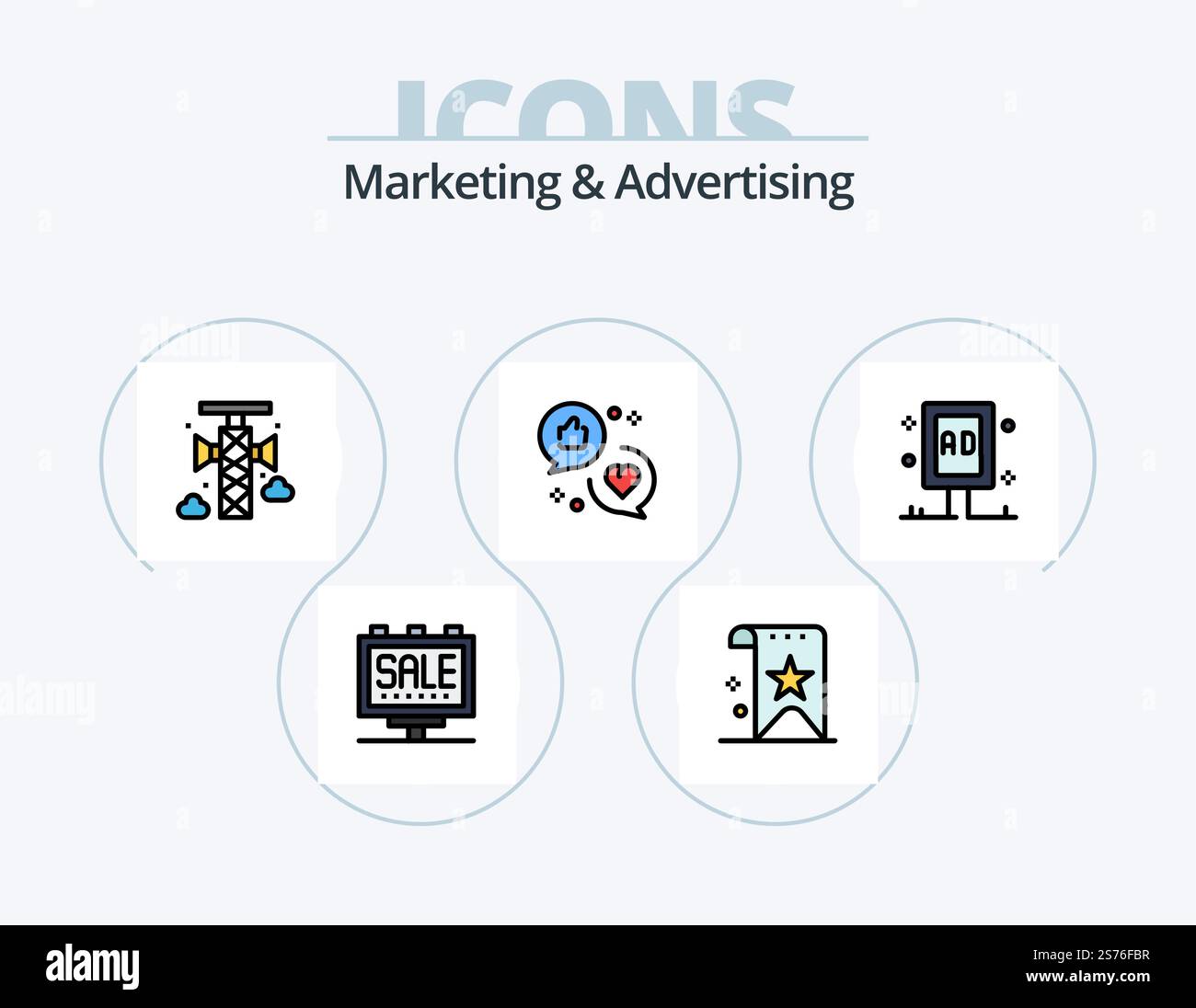 Marketing And Advertising Line Filled Icon Pack 5 Icon Design ...