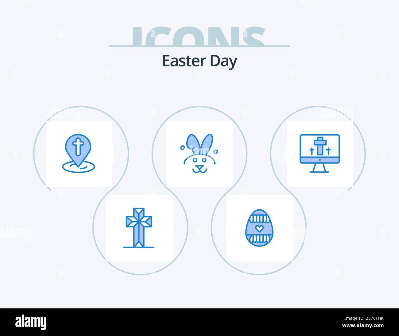 Easter Blue Icon Pack 5 Icon Design. easter. monitor. location. rabbit ...
