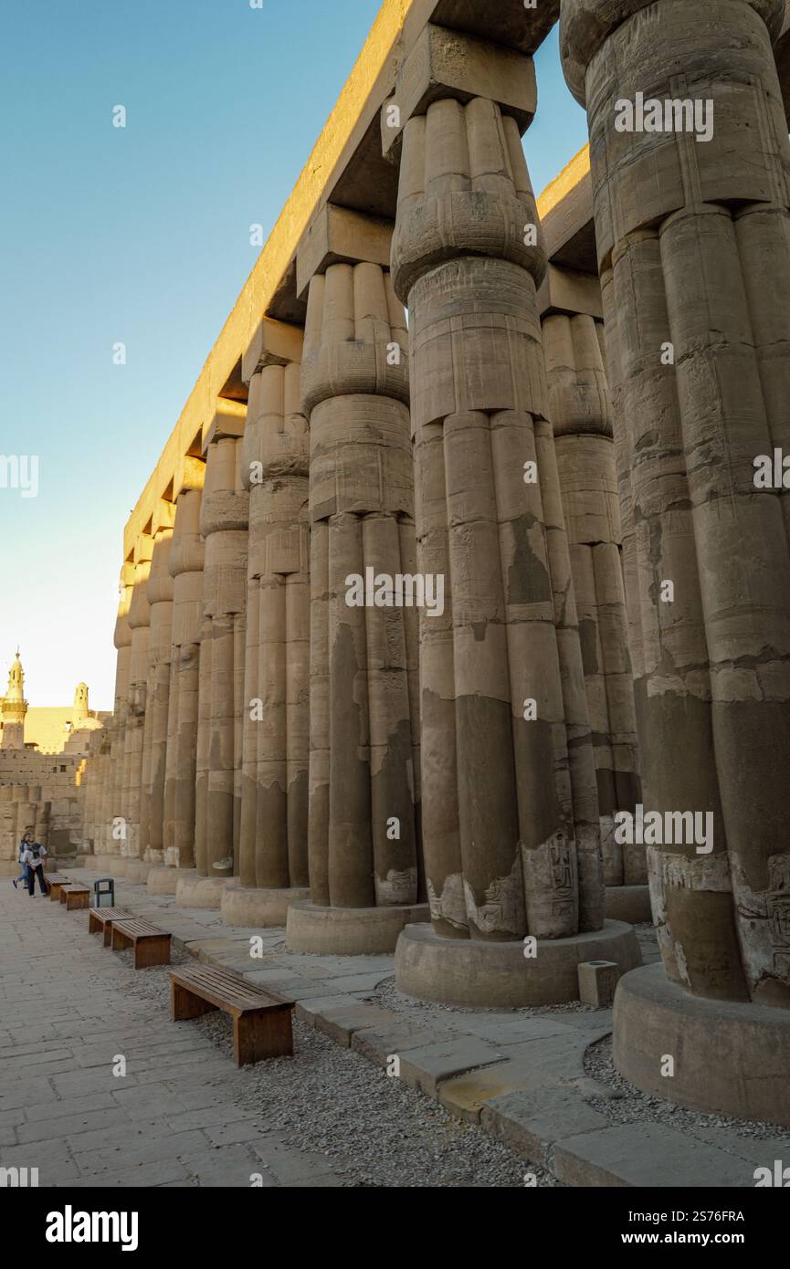 Upper Egypt's ancient Luxor Temple on the banks of the River Nile Stock ...