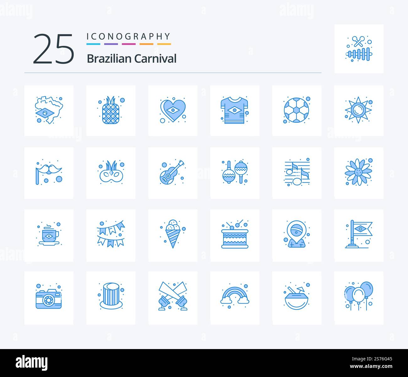 Brazilian Carnival 25 Blue Color icon pack including ball. flag. brazil ...