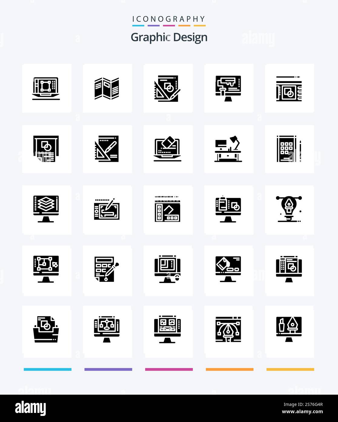 Creative Graphic Design 25 Glyph Solid Black icon pack Such As computer ...