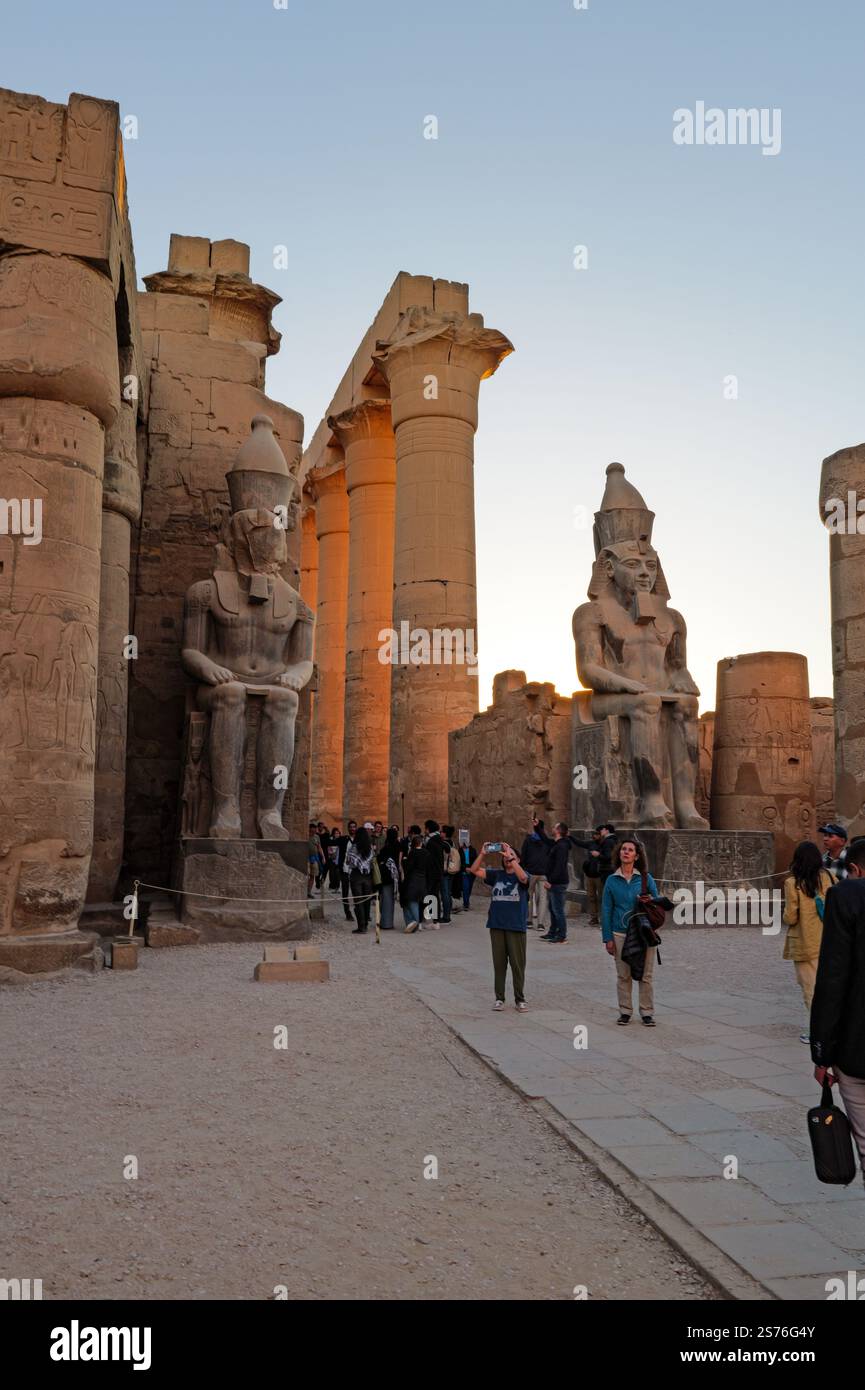 Upper Egypt's ancient Luxor Temple on the banks of the River Nile Stock ...