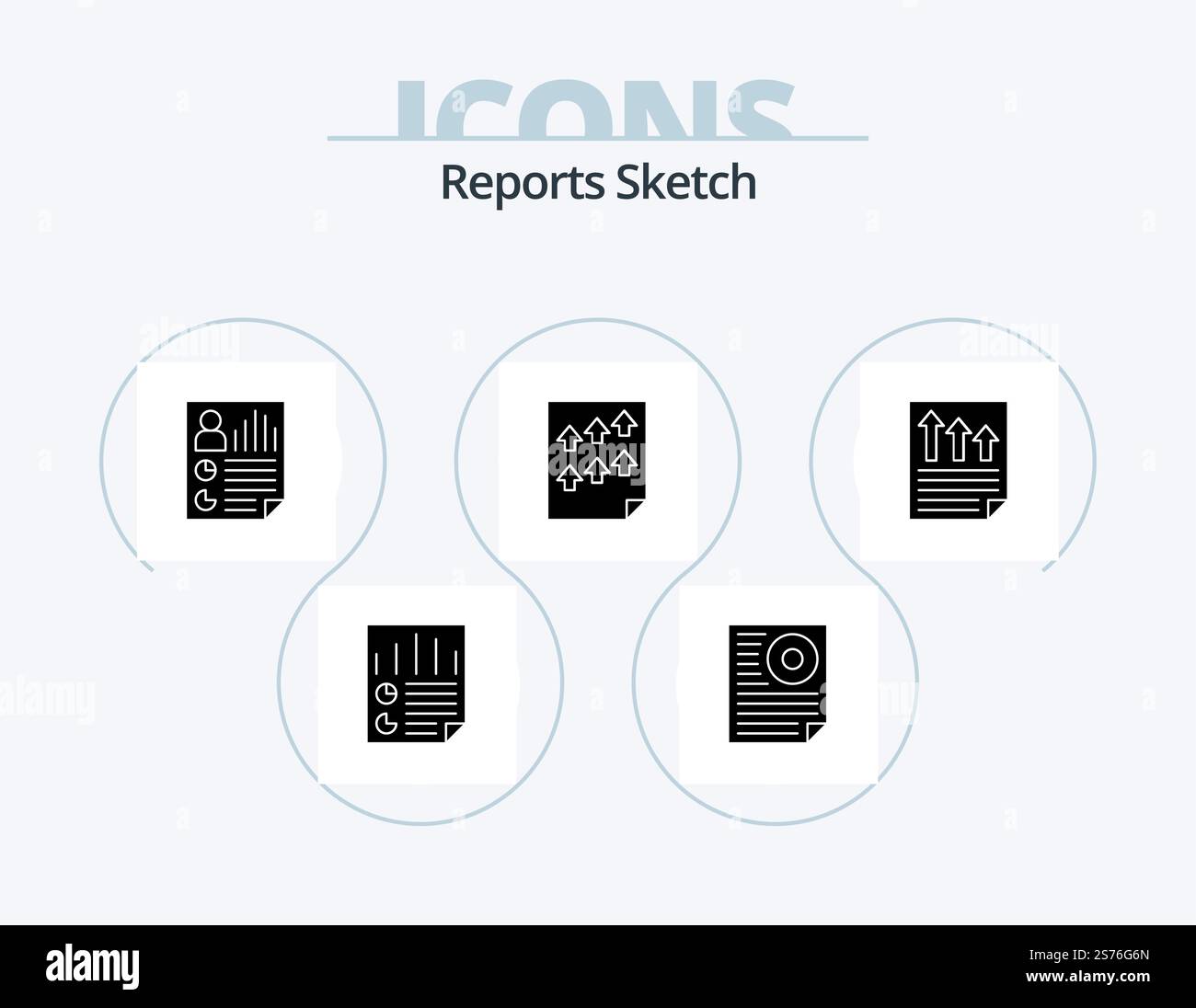 Reports Sketch Glyph Icon Pack 5 Icon Design. document. arrows. page ...