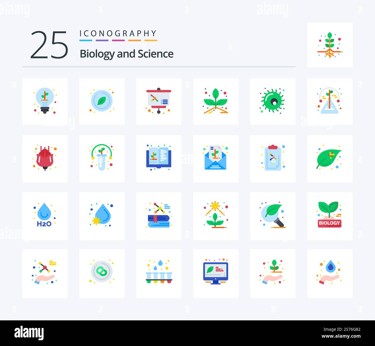 Biology 25 Flat Color icon pack including plant. biology. lesson ...