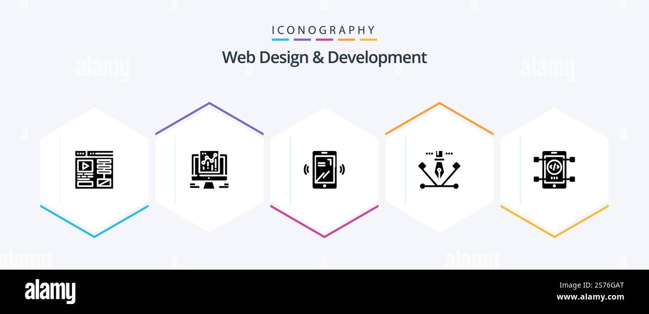Web Design And Development 25 Glyph icon pack including pen tool. designing . web. artwork ...
