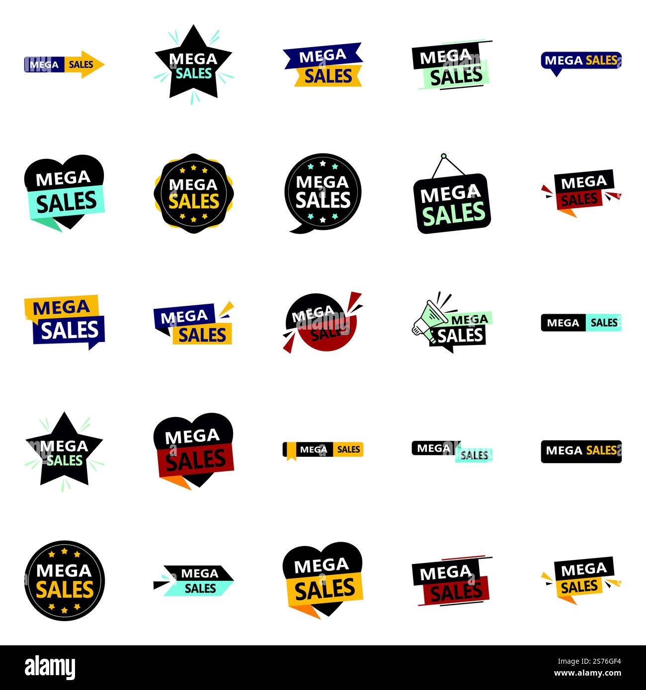The Mega Sale Vector Pack 25 Dynamic Designs for Your Advertising Needs Stock Vector Image & Art ...