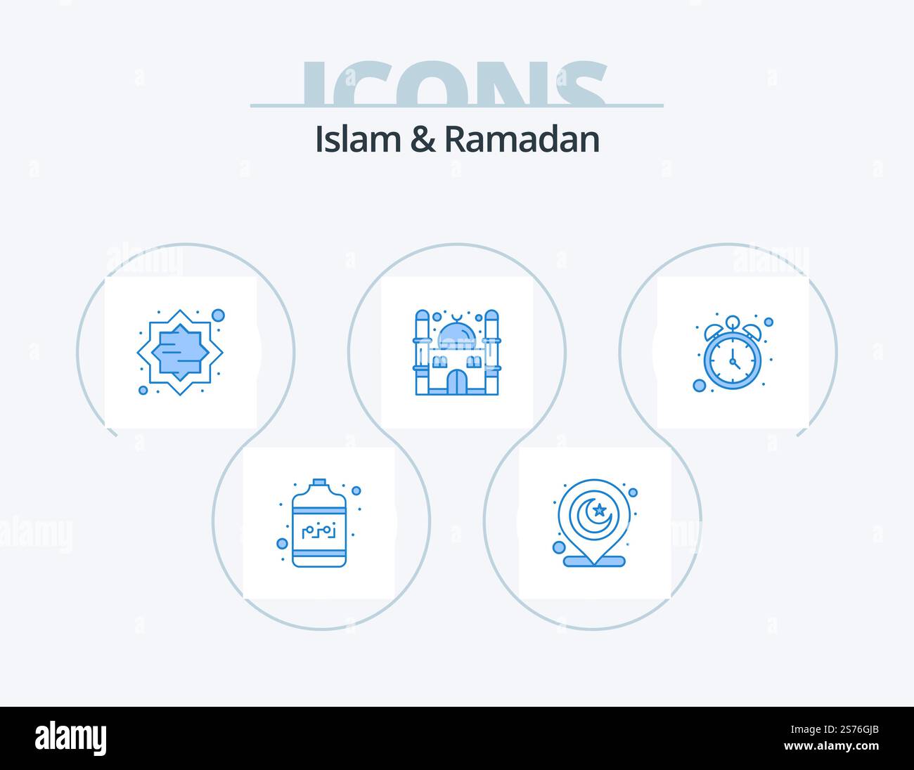 Islam And Ramadan Blue Icon Pack 5 Icon Design. hour. ramadan. art ...