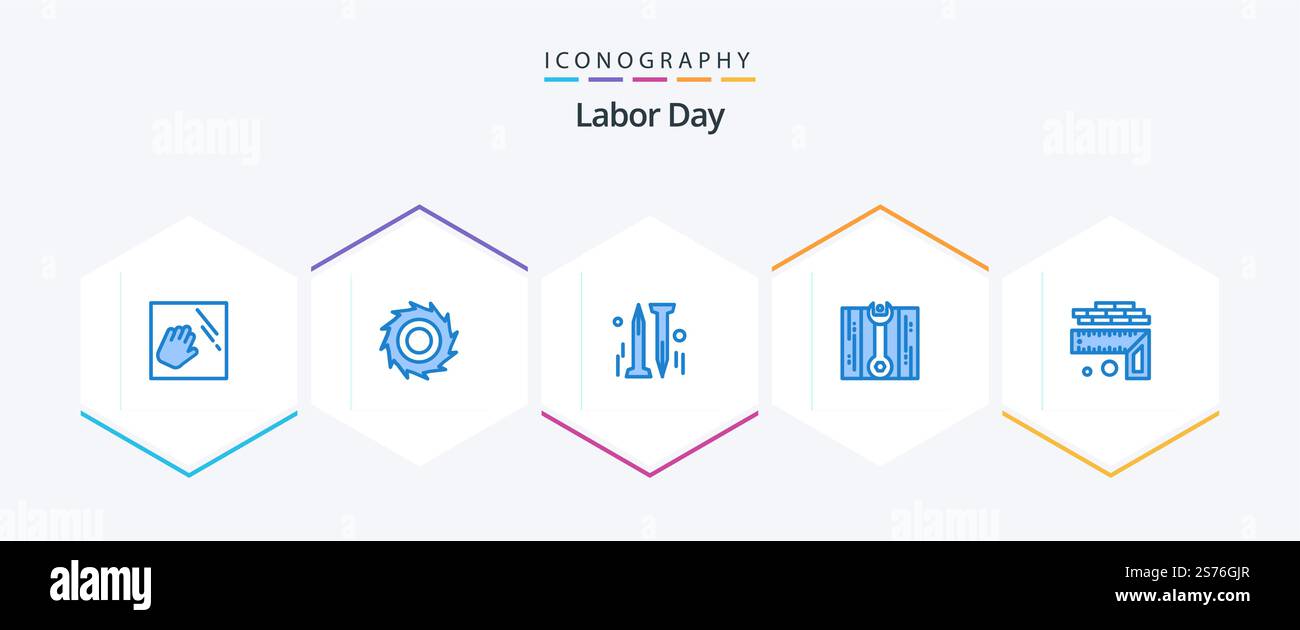 Labor Day 25 Blue icon pack including . level. diy. height. repair ...