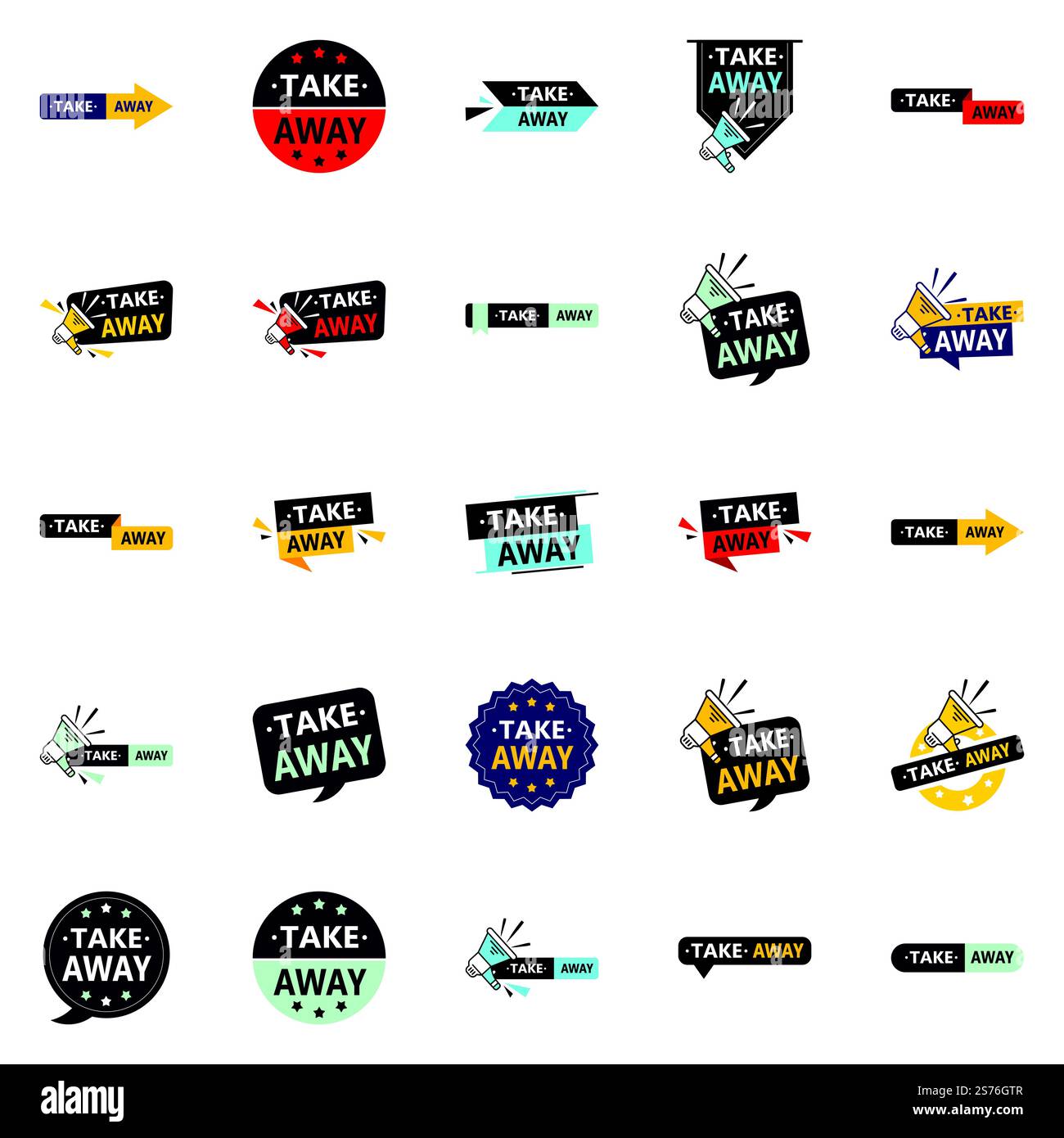 25 Customizable Vector Designs in the Take Away Pack Perfect for food ...