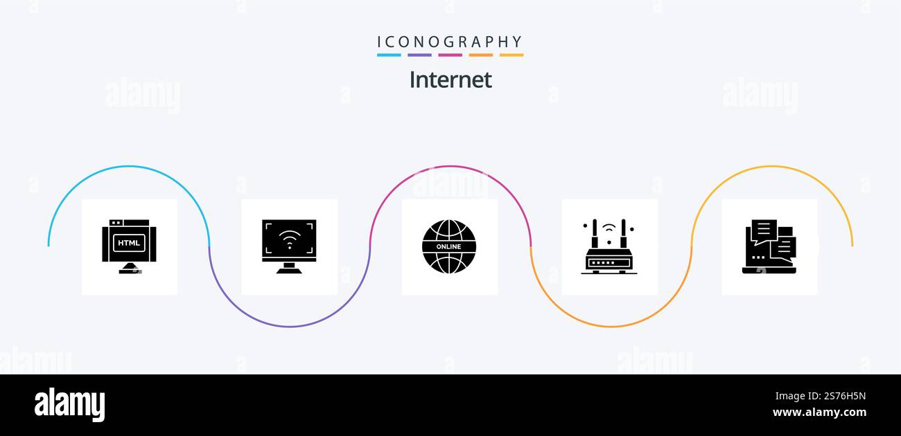 Internet Glyph 5 Icon Pack Including wireless. technology. tv. router ...