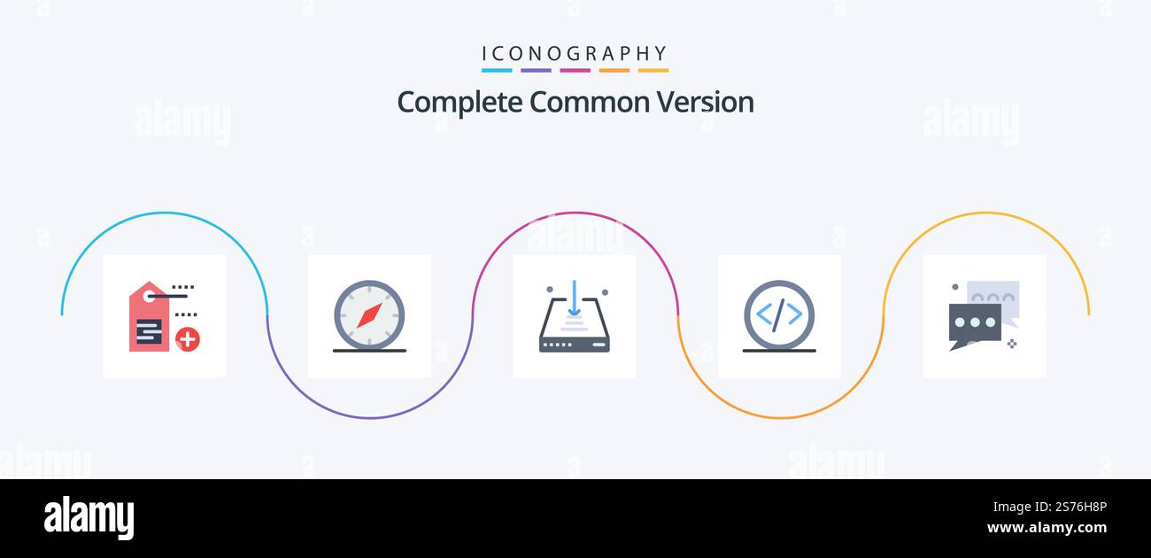 Complete Common Version Flat 5 Icon Pack Including bubble. programming. arrow. development. code ...
