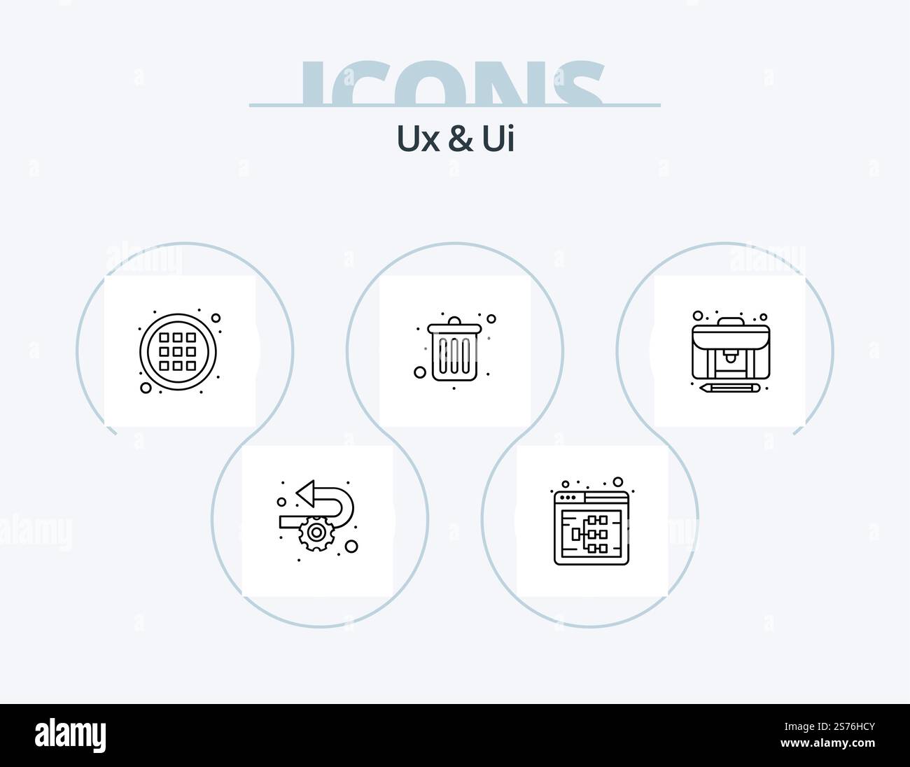 Ux And Ui Line Icon Pack 5 Icon Design. portfolio. settings. article. search. engine Stock ...