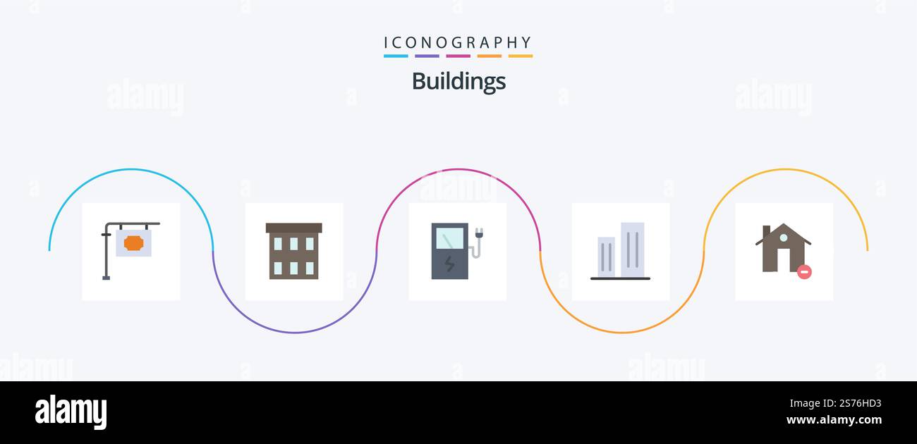 Buildings Flat 5 Icon Pack Including delete. skyscrapers. charge ...