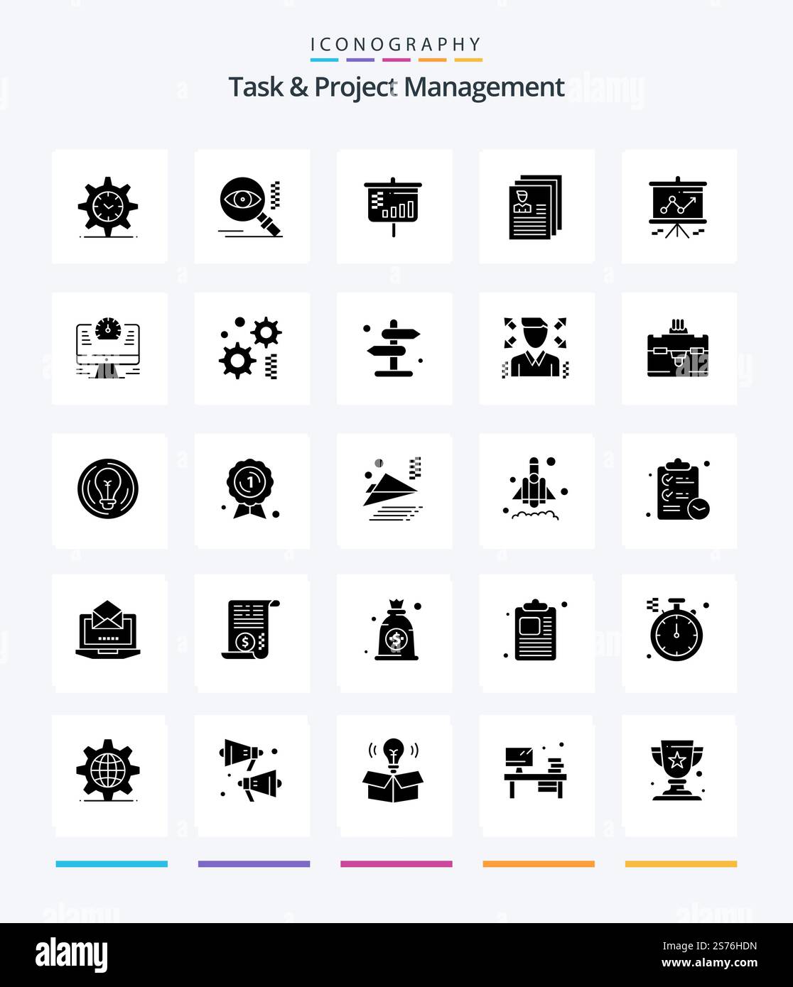 Creative Task And Project Management 25 Glyph Solid Black icon pack ...