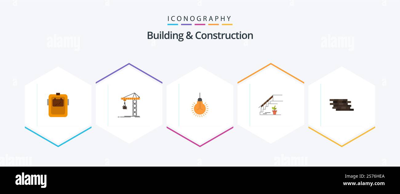 Building And Construction 25 Flat icon pack including floor. stairs ...