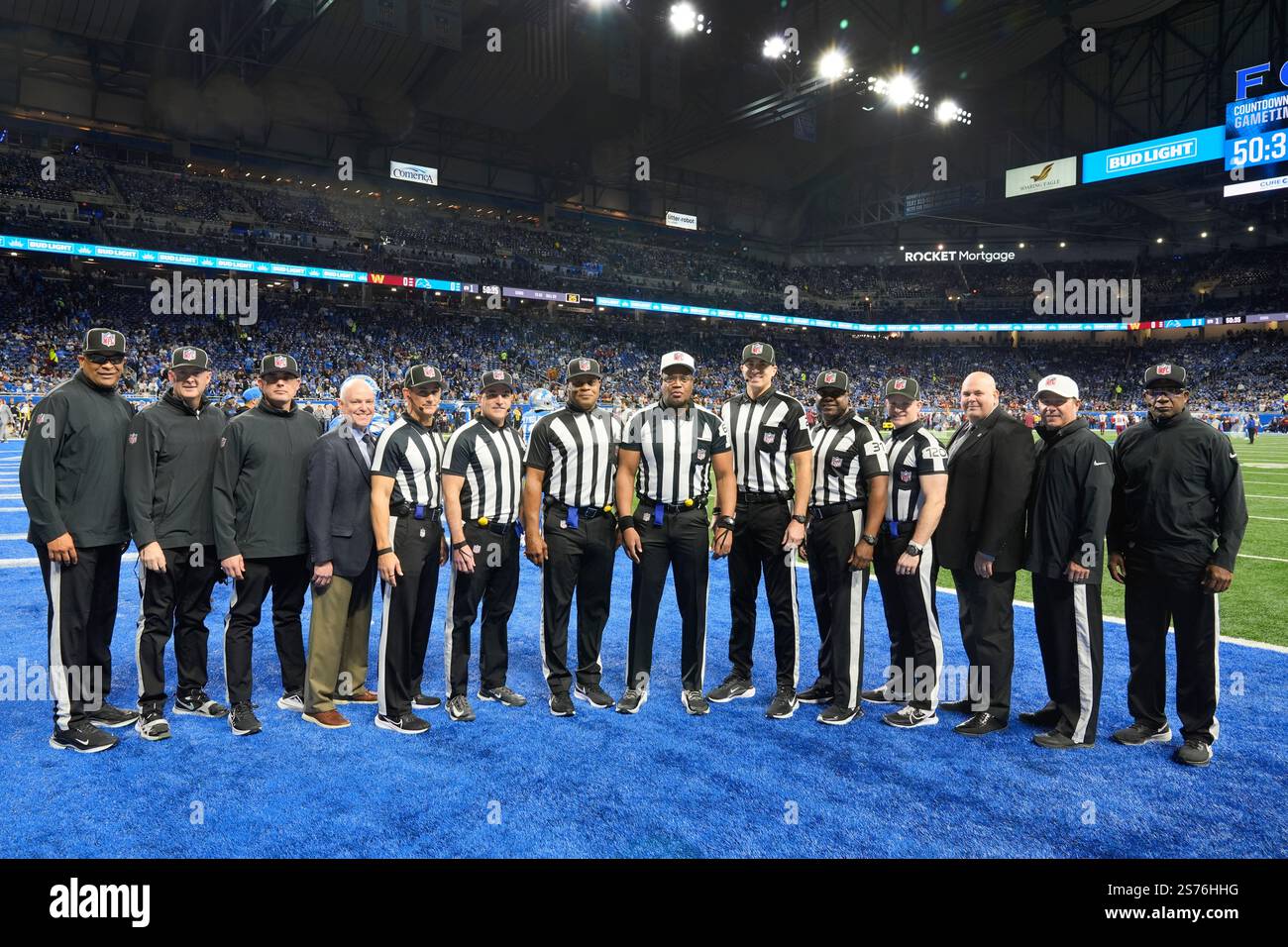Officials including line judge Tim Podraza, umpire Duane Heydt; side ...