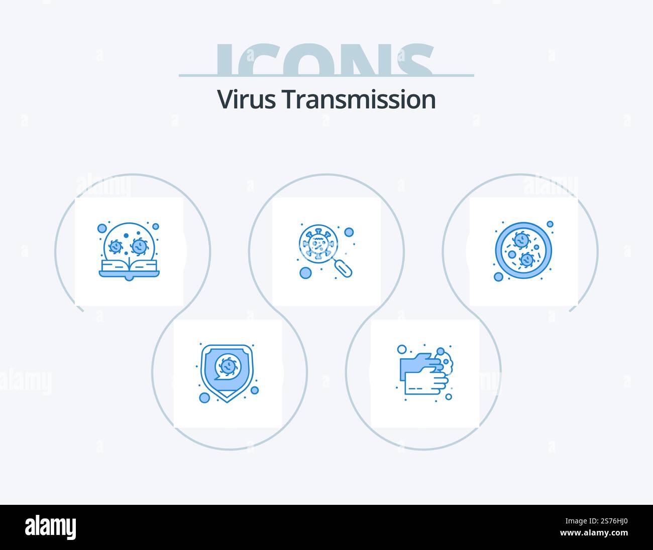 Virus Transmission Blue Icon Pack 5 Icon Design. germs. interfac ...