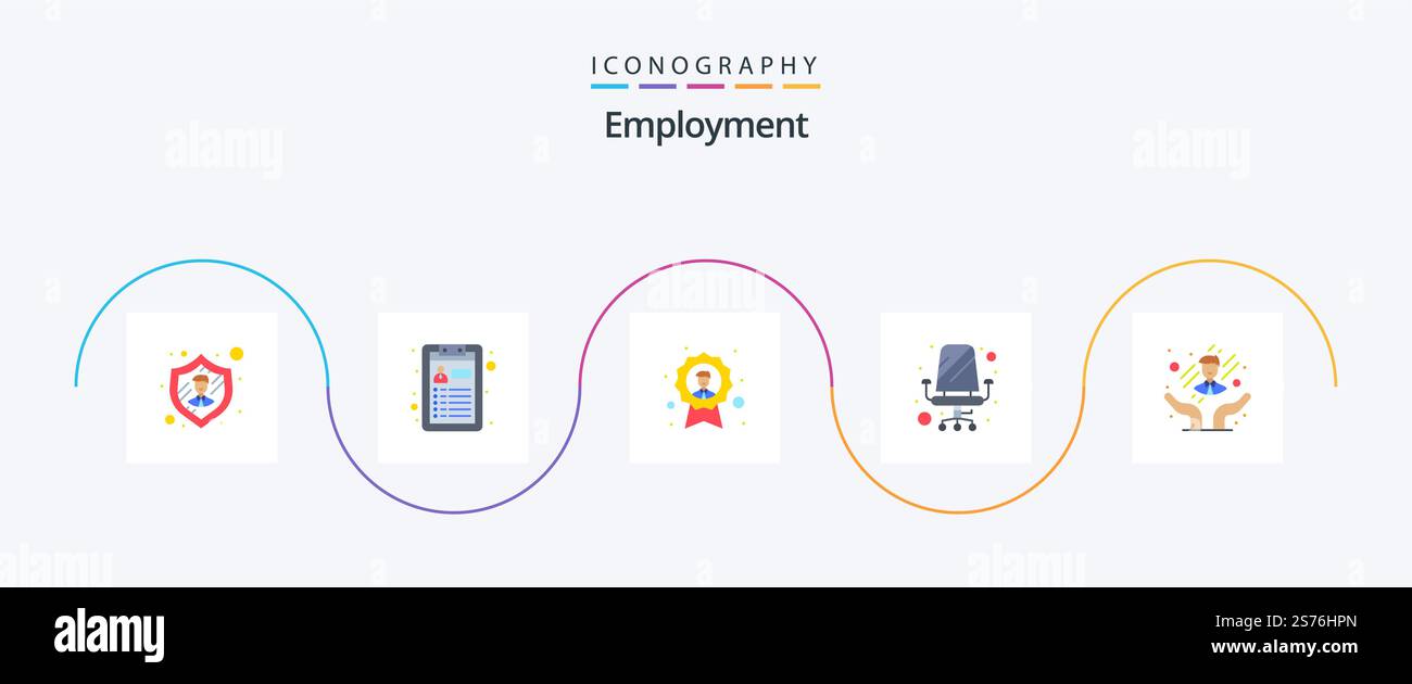 Employment Flat 5 Icon Pack Including employee care. care. badge ...