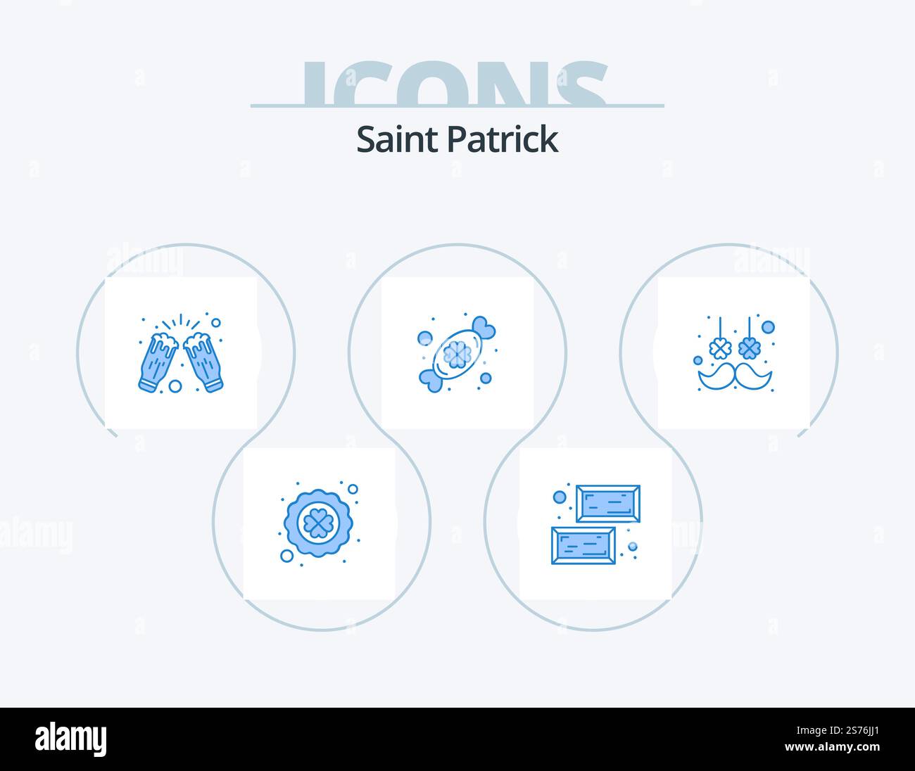 Saint Patrick Blue Icon Pack 5 Icon Design. facial hair. day. celebrate ...