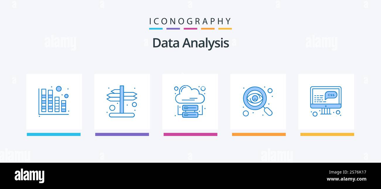 Data Analysis Blue 5 Icon Pack Including css. report. analytics ...
